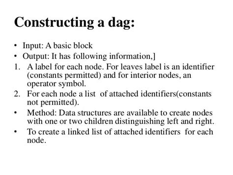 The Dag Representation Of Basic Blocks