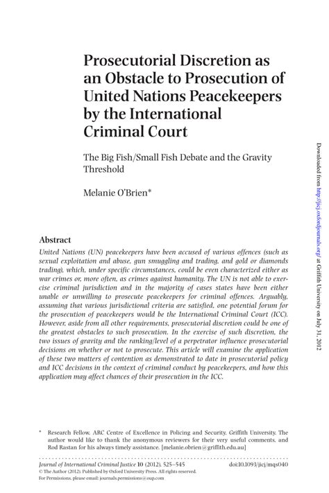 Pdf Prosecutorial Discretion As An Obstacle To Prosecution Of United