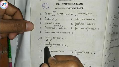 Class 12 Maths Calculus Chapter All Formulas Integration And Differentiation Formulas Trick