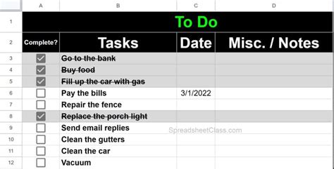 Checklist To Do List Templates For Google Sheets