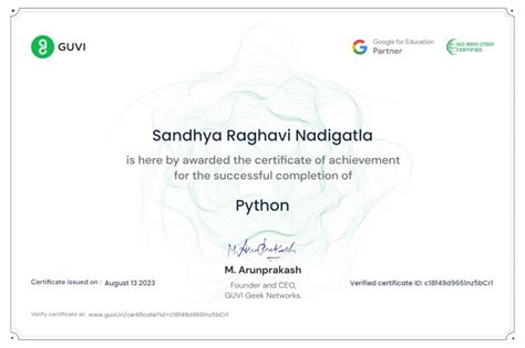 sandhya raghavi on linkedin python guvi