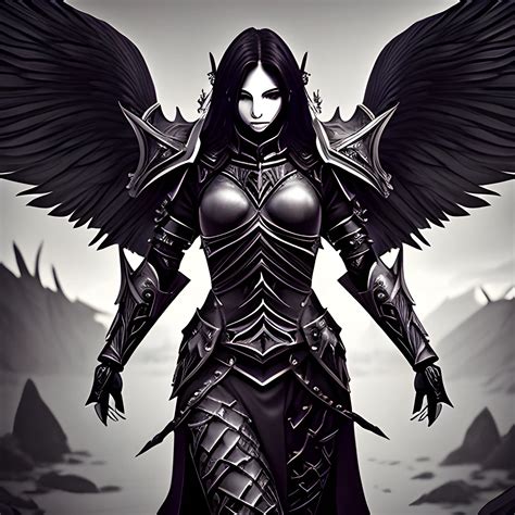 Fallen Angel Dark Paladin Androgynous Fantasy Armor Arthubai