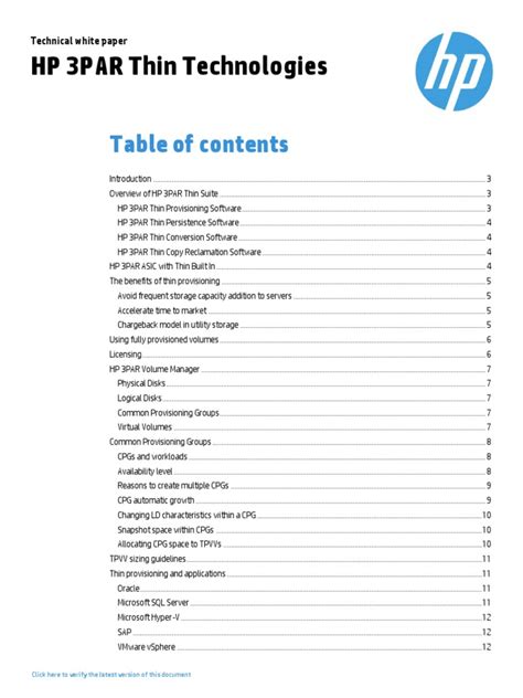 hp 3par thin technologies pdf provisioning oracle database