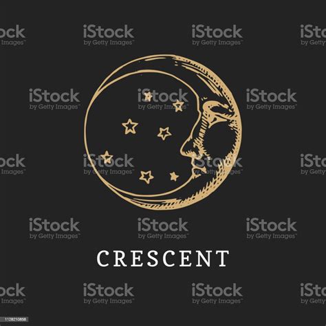 스타일 조각에 그려진 초승달 핸드입니다 벡터 그래픽 복고풍 그림입니다 달 하늘에 대한 스톡 벡터 아트 및 기타 이미지 달 하늘 고풍스런 별 Istock