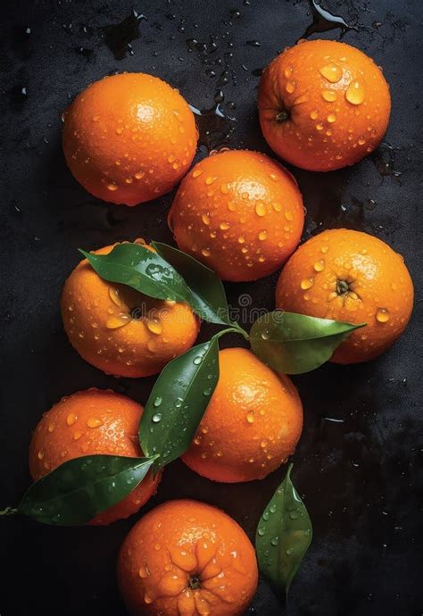 Mandarin Isolated On Black Background Fresh Mandarin Collection On