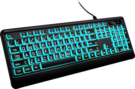 Large Print Backlit Keyboard Wired Lighted Computer Keyboards With 7 Color