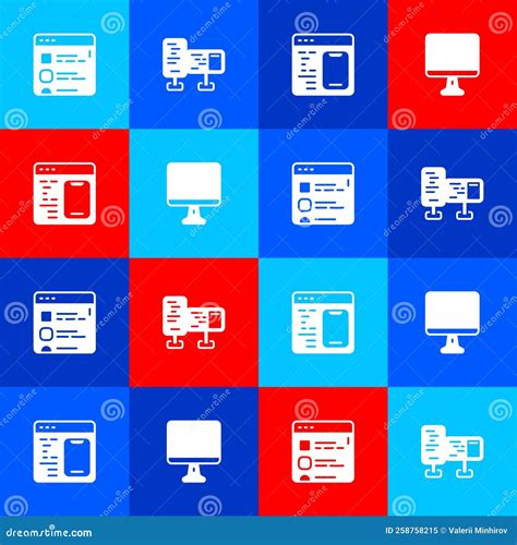 Set Browser Files Computer Monitor Screen Software And Icon Vector