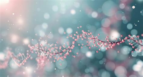 Abstract Representation Of Dna Helix With Glowing Particles In A Colorful Background Premium