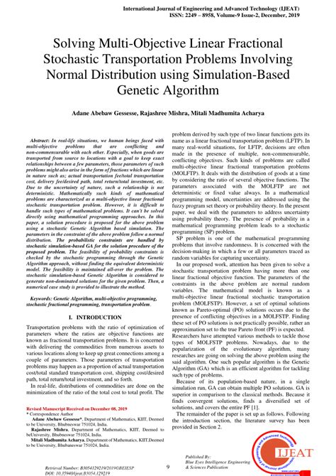 Pdf Solving Multi Objective Linear Fractional Stochastic