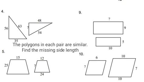 Solved The Polygons In Each Pair Are Similar Find The Missing Side Length Math
