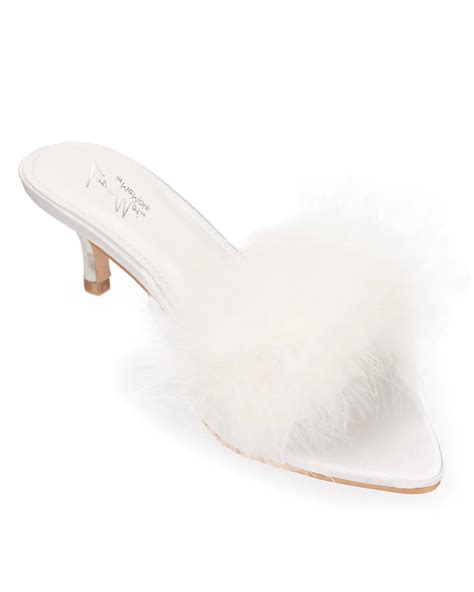 Womens Mona Marabou Hard Sole Slender Heel Slipper Slipper Lounge