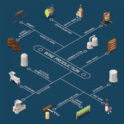 Premium Vector Isometric Flowchart With Equipment For Wine Production