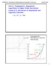 Derivatives Of Exponential And Logarithmic Functions A Course Hero