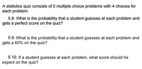 Solved A Statistics Quiz Consists Of Multiple Choice Chegg