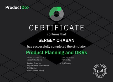 Sergey Chaban On Linkedin I Recently Completed A Course On Product Planning And Okrs Where I