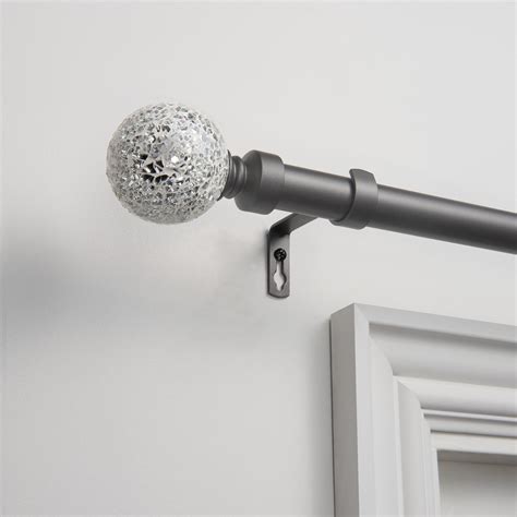 Exclusive Home White Mosaic 1 Curtain Rod And Coordinating Finial Set