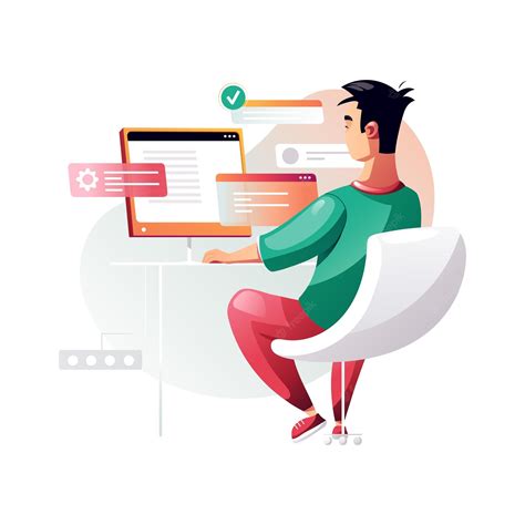 Premium Vector Programmer Concentrated At Working Project Developing