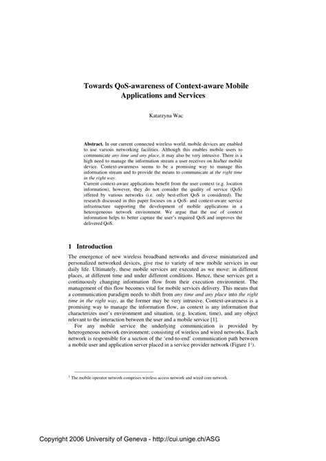 Pdf Towards Qos Awareness Of Context Aware Mobile Applications And