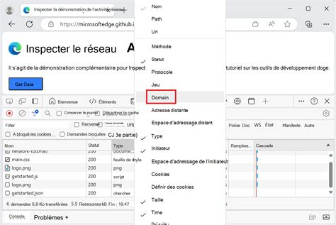 inspecter l activité réseau microsoft edge developer documentation