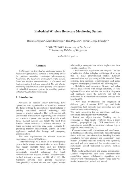 Pdf Embedded Wireless Homecare Monitoring System