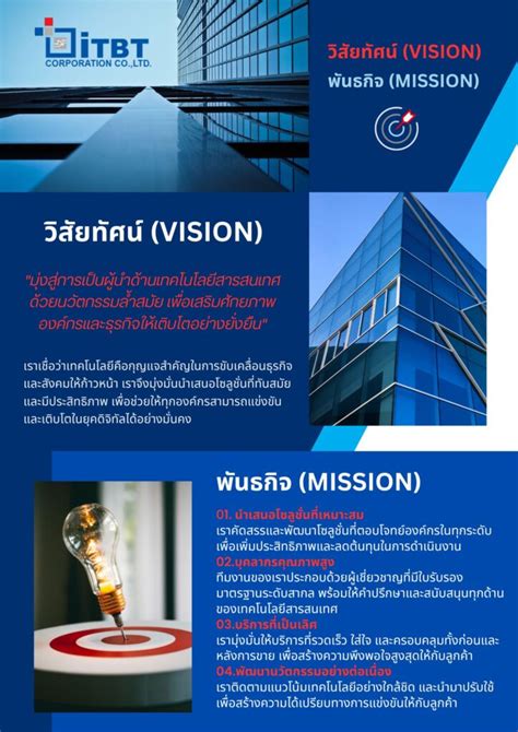 วิสัยทัศน์ พันธกิจ Itbt Corporation