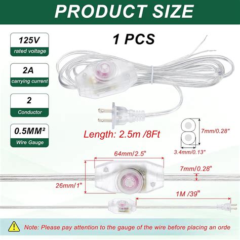 Efemf 8 Feet Lamp Cord With Plug Ul List Lamp Power Cord With Full