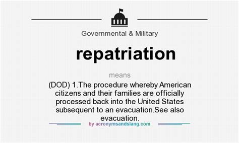 Repatriation Dod 1 The Procedure Whereby American Citizens And