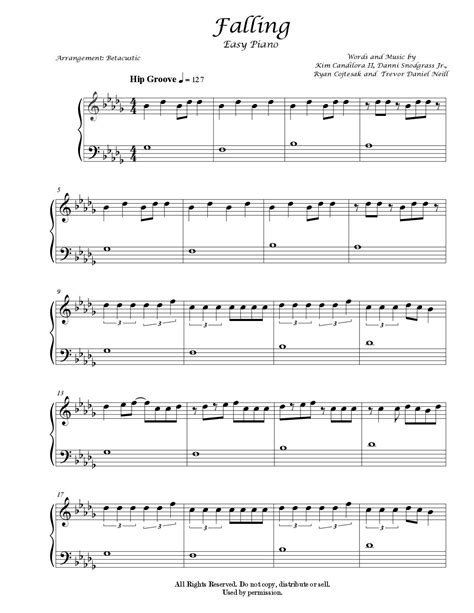 Falling Trevor Daniel Easy Piano Sheet Music