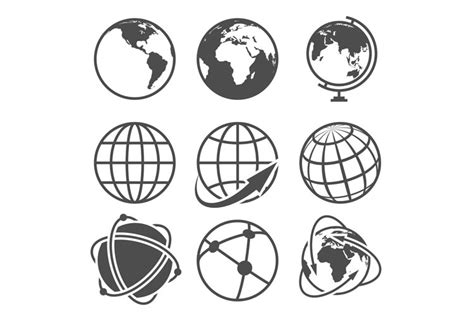 Globe earth vector icons set