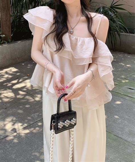 💗최저가 보장 ️피치 러플 블라우스 쉬폰 차르르 수입의류 핑크 캉캉 레이스 시스루 루즈핏 빅사이즈 휴양지 여행 데이트 오간자 프릴 레이스 공주 데일리 오프숄더 어깨 트임