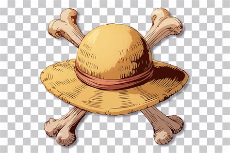 Retro Straw Hat Pirates Logo One Piece Sticker Png Download