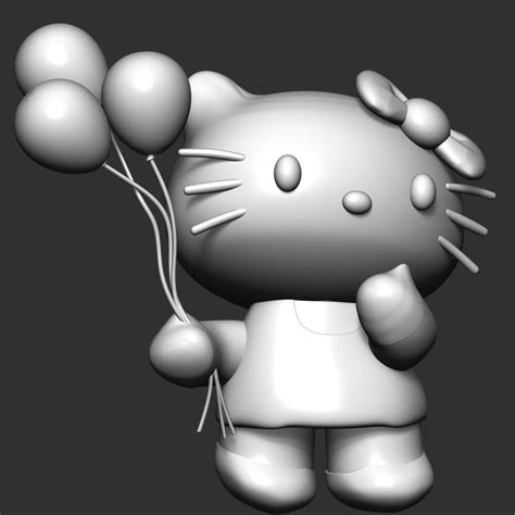 Hello Kitty With Ballons 3d Print Model By Lovemodel