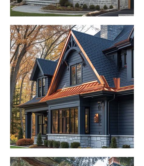 Navy Blue House Copper Roof