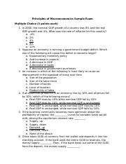 Principles Of Macroeconomics Midterm Exam Docx Principles Of Macroeconomics Sample Exam