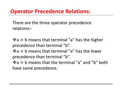 Operator Precedance Parsing PPTX Programming Languages Computing