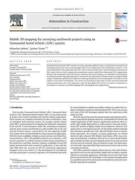 2014 Artigo Mobile 3d Mapping Unmanned Aerial Vehicle Download Free Pdf Unmanned Aerial