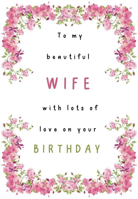 Birthday Cards For A Wife — Printbirthdaycards