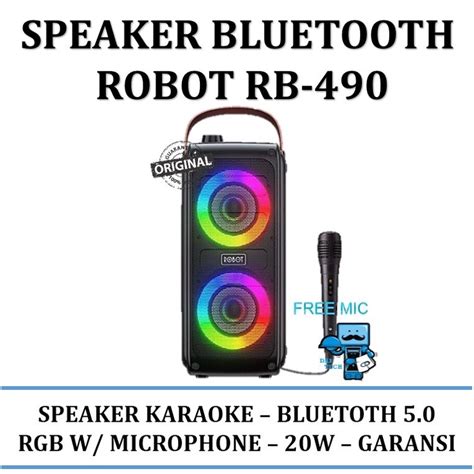 Jual Speaker Bluetooth Karaoke Robot Rb490 Rgb With Microphone