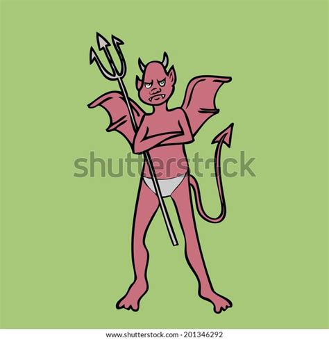 Devil Standing Fork Cartoon Character Stock Vector Royalty Free 201346292