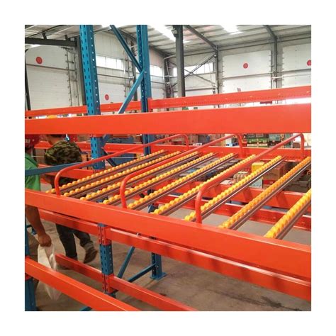 Through Pallet Sliding Racks Gravity Carton Flow Racking With Wheels Selective Warehouse Roller