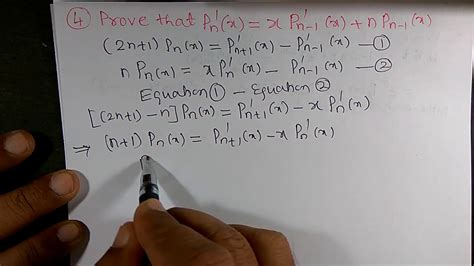 Recurrence Relation For Legendre Polynomial 4 Youtube