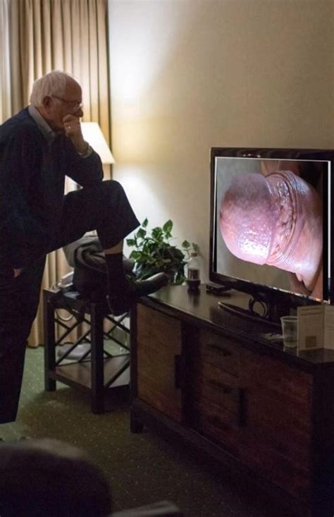Watching Man Stroking On Tv