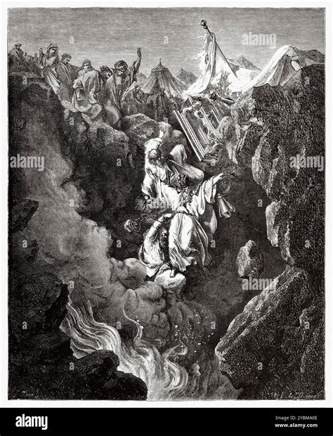The Death Of Korah Dathan And Abiram Old Testament Antique Bible Illustration By Gustave Dore