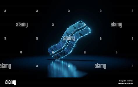 3d Rendering Wireframe Digital Techno Neon Glowing Symbol Of Two Slices Bacon With Shining Dots