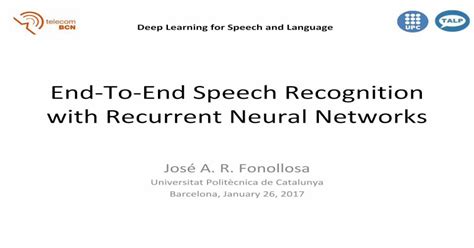 Download Pdf End To End Speech Recognition With Recurrent Neural Networks D3l6 Deep Learning