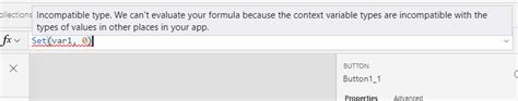Incompatible Type And Variable Errors In Power Apps