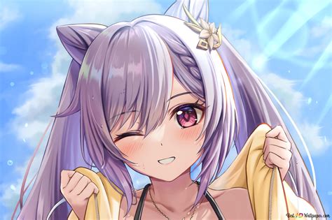 Hot Keqing Enjoying Beach Fun Genshin Impact 2K Wallpaper Download