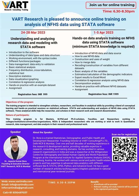 Dr Jayanta Bora On Linkedin Data Analysis Using Stata Fri Tue 24 28 Mar 2023 Timing 6 30 8 30…