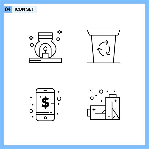 4 Icons Line Style Creative Outline Symbols Black Line Icon Sign