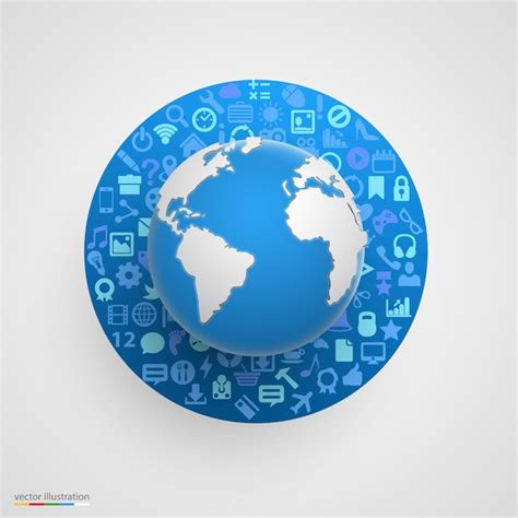 Premium Vector World Globe With App Icons